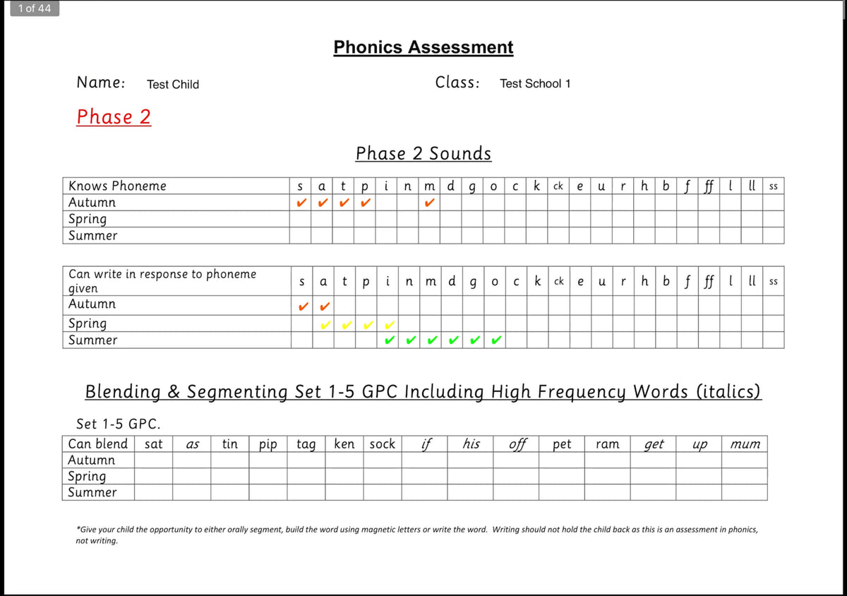 Digital Phonics Assessment Tracker 2 (2020) – Mr Early Years